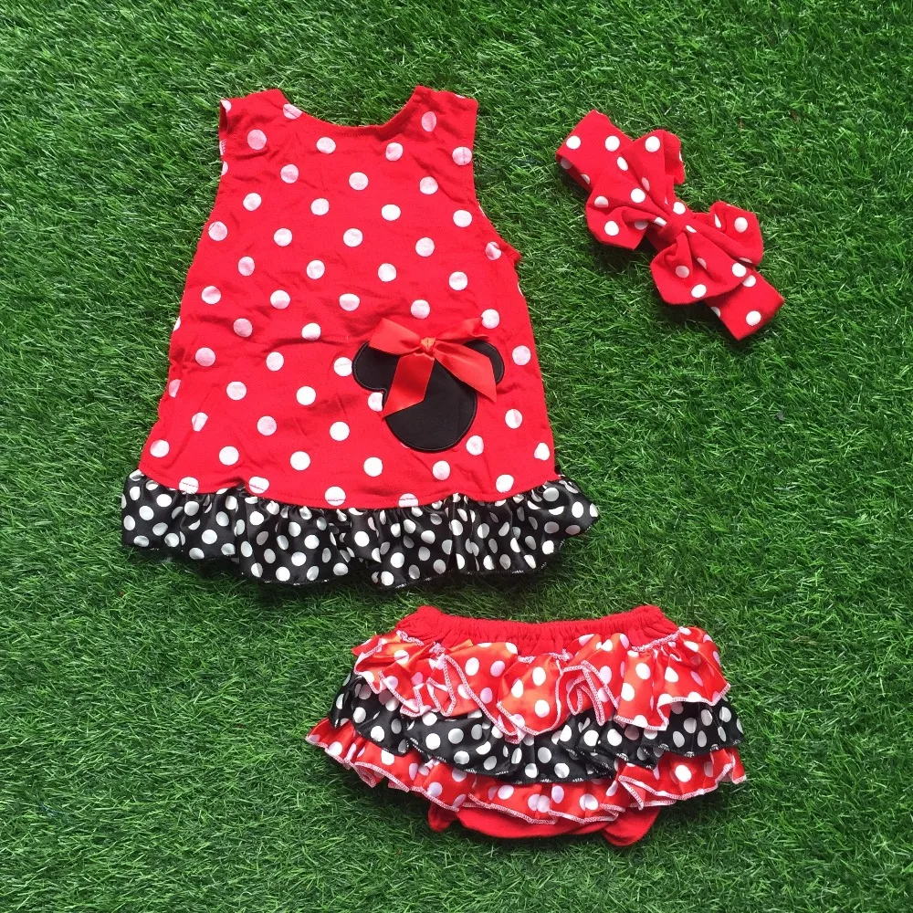 summer little baby girls boutique minnie red black polka dot sets ...