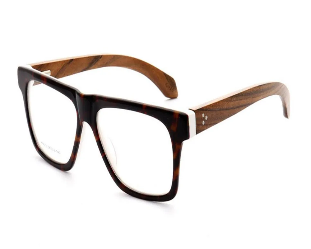 Винтажная унисекс Мода полный обод ацетат рамка деревянная дужка очков ...