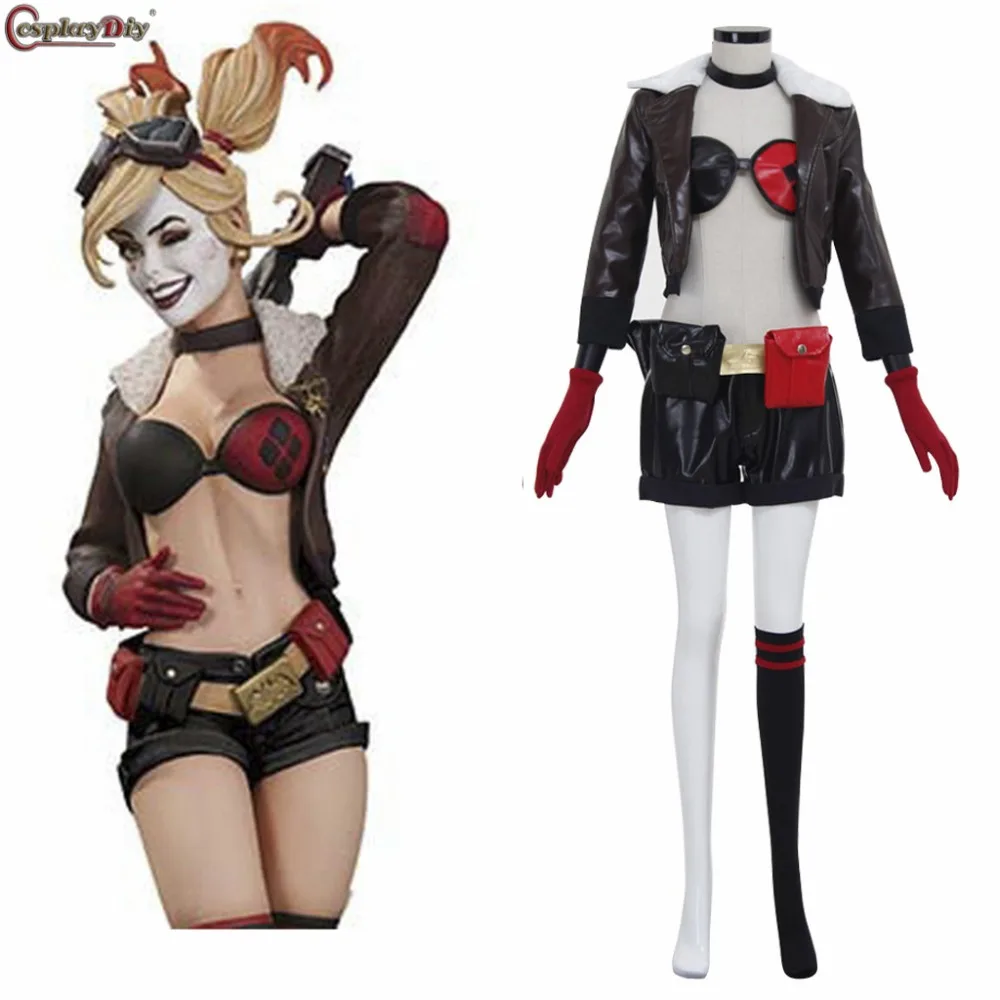 Cosplaydiy Harley Quinn Cosplay Costume Harley Quinn Jacket Full Set Adult Women Sexy Halloween ...