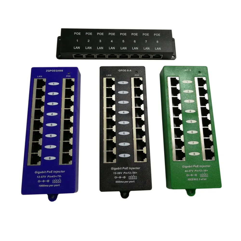 100/1000Mbps PoE Patch Panel mode AB 8 port IEEE802.3af/at PoE injector ...