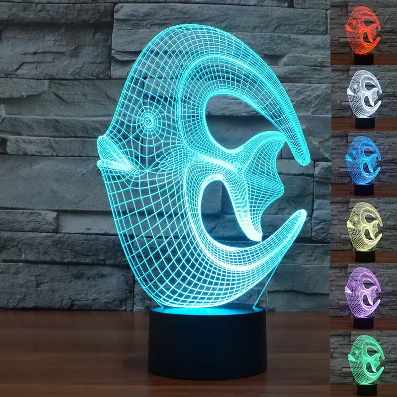 Peces de Coral 3D lámpara Led de 7 colores Lamparas de Mesa Led de la ...
