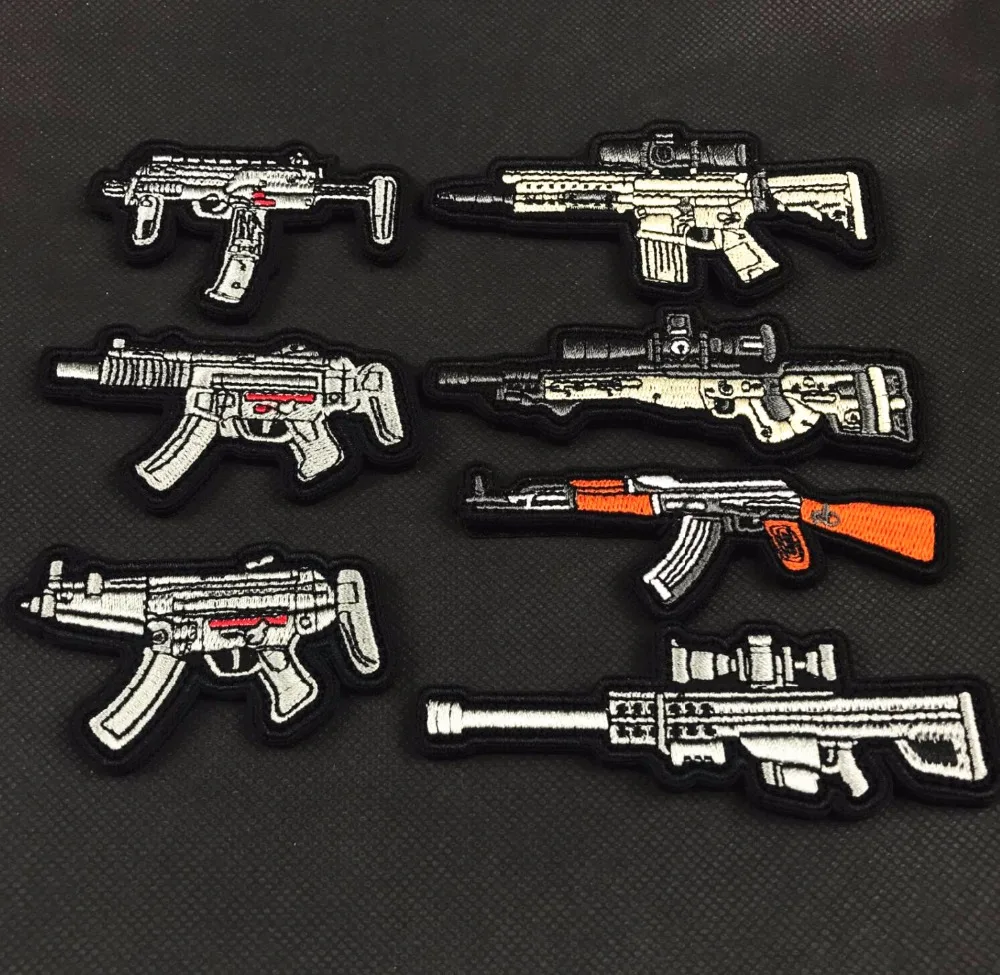 20pcs Mk18 Sig Mcx Gun Patch Mp5 Embroidery Tactical Patch Hook Loop Military Badge Cloth Combat