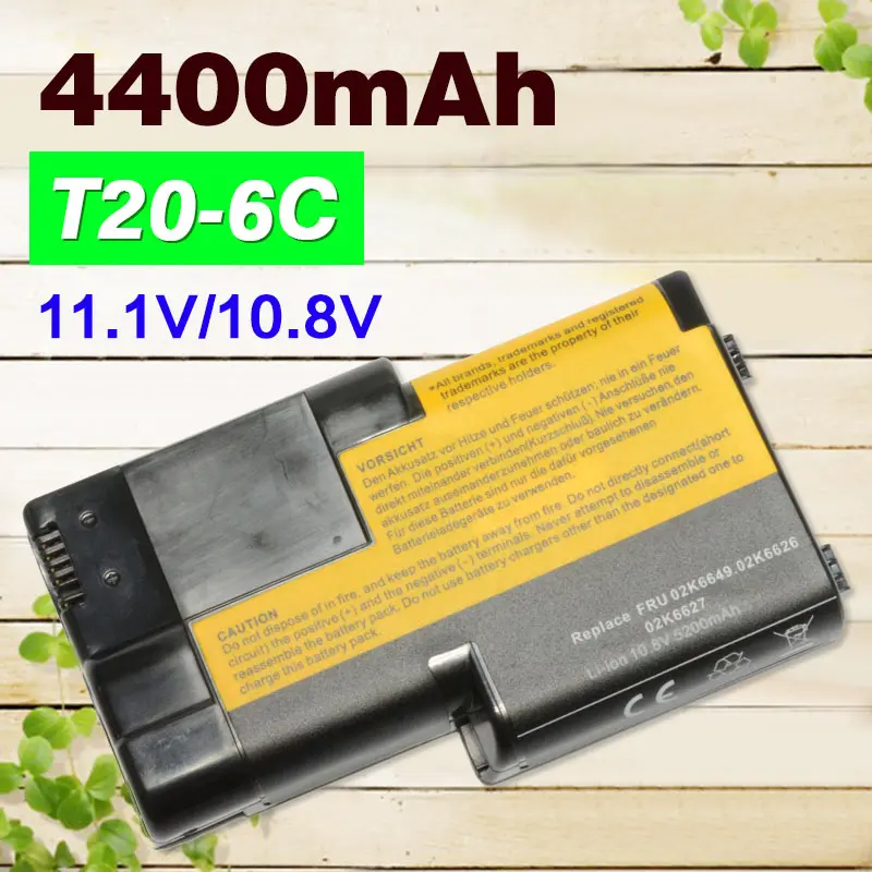 Batería para portátil de 10,8 V y 4400mAh, para IBM T20, T21, T22, T23 ...