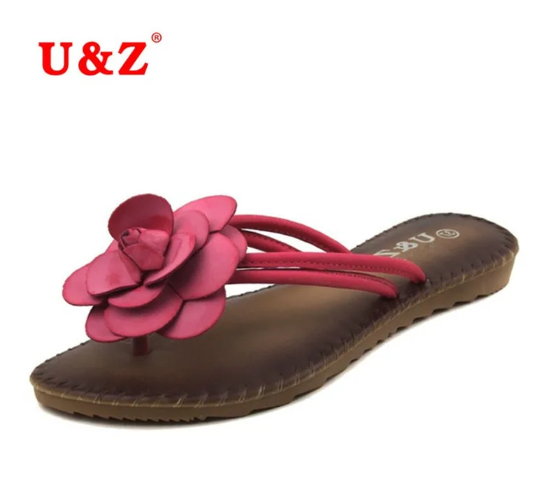 Female Trends Camellia Slippers Summer Soft Flip Flops Sandalslovely Sweet Real Leather Insole