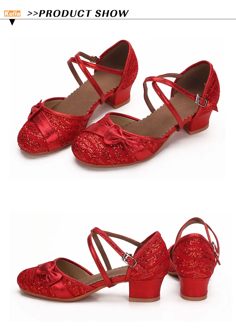 Kids Child Latin Tango Salsa Dance Shoes Red/Gold/Silver Dancing ...