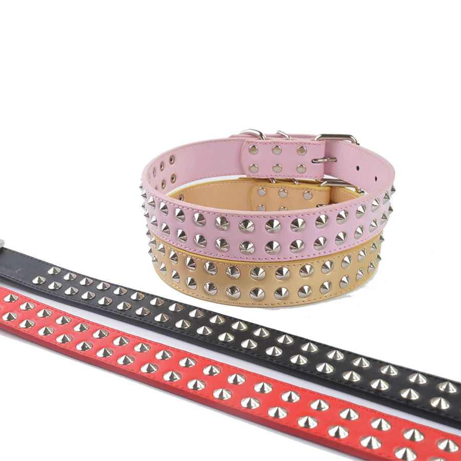Dog Collars Black Red Gold Pink Leather Rivet Spiked Studded ...
