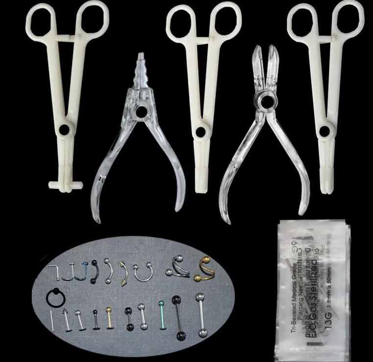 1pcs Disposable Body Piercing Kit Tools Pliers Forceps Needles ...
