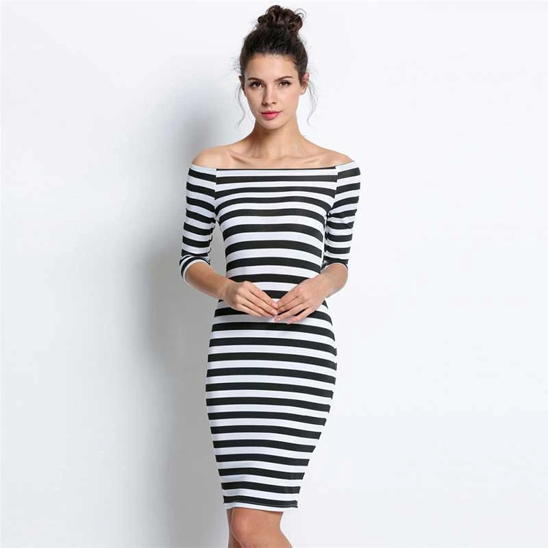 Tight Black And White Striped Dress | atelier-yuwa.ciao.jp
