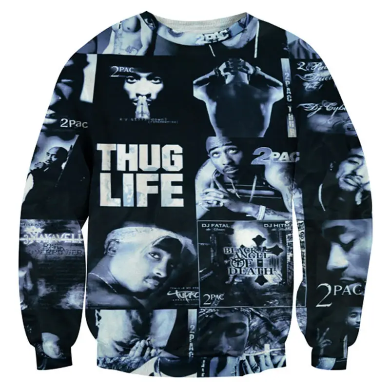 Tupac 2PAC Men Sweatshirt New Fashion 3D Print Thug Life Letter Hoodie ...