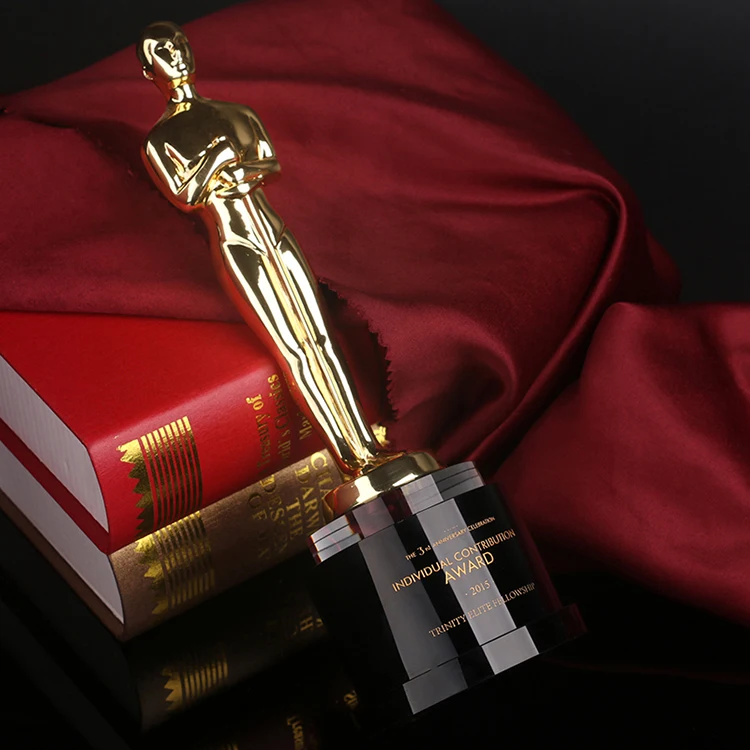 Oscar metal trophy custom crystal trophies MEDALS company annual year ...