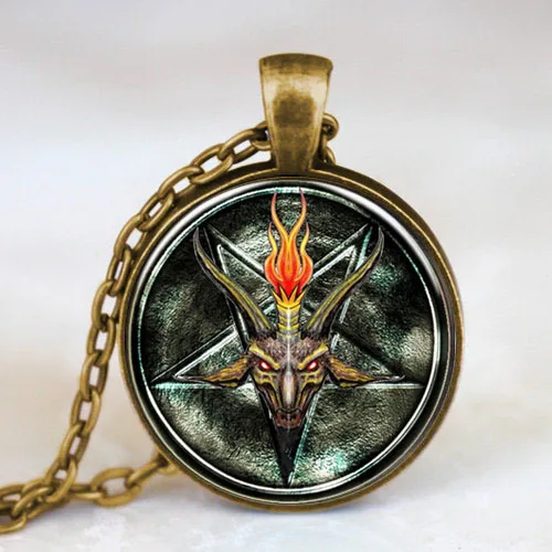 Steampunk declaração pingente de cabeça de cabra baphomet pentagrama ...