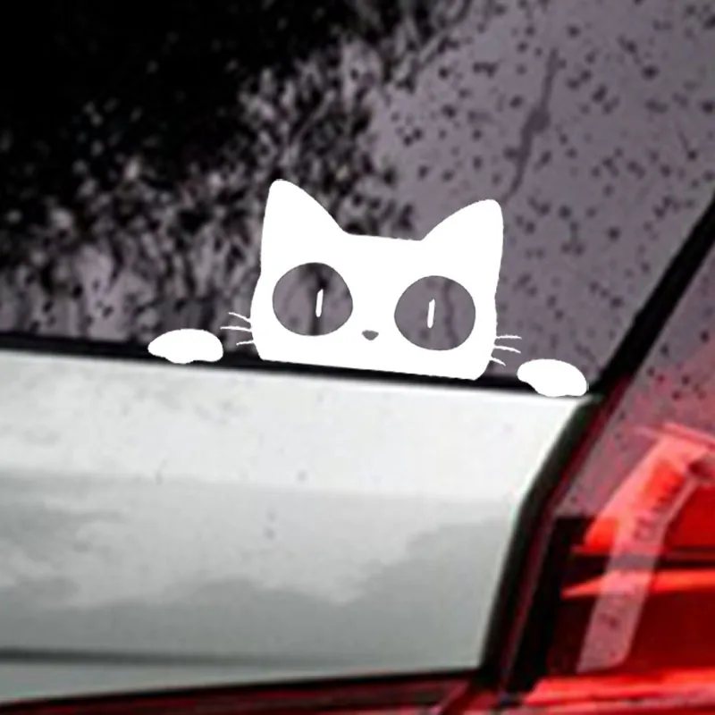 YJZT 14CM*6.2CM Surprise Cat Peeking Car Sticker Vinyl Decal C2-3015