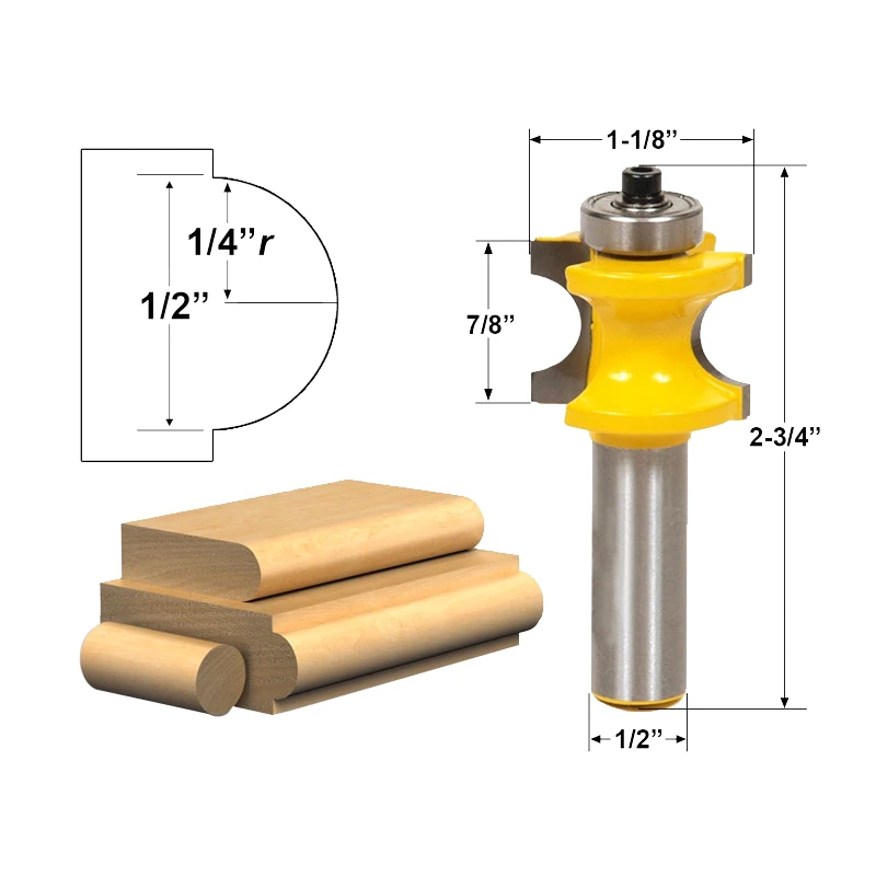 1pcs Bullnose Router Bit 1/4"r 1/2" Bead 1/2" Shank-in Milling Cutter ...