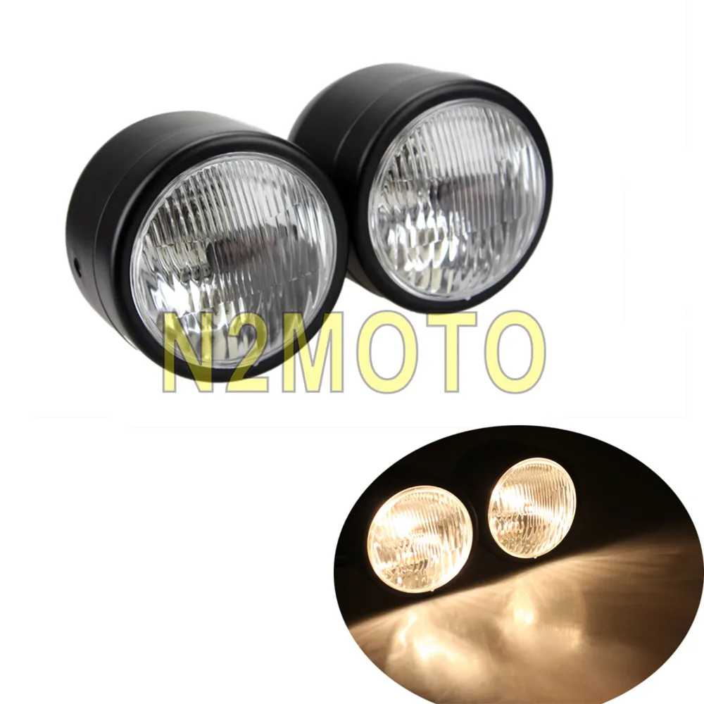 Universal Double Round Black Dominator Motorcycle 4" Headlight Farol ...