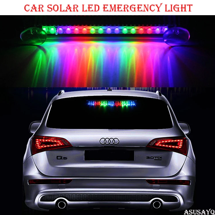 Car Led Solar Warning Light Anti Collision Flashing Warning Lights Run ...