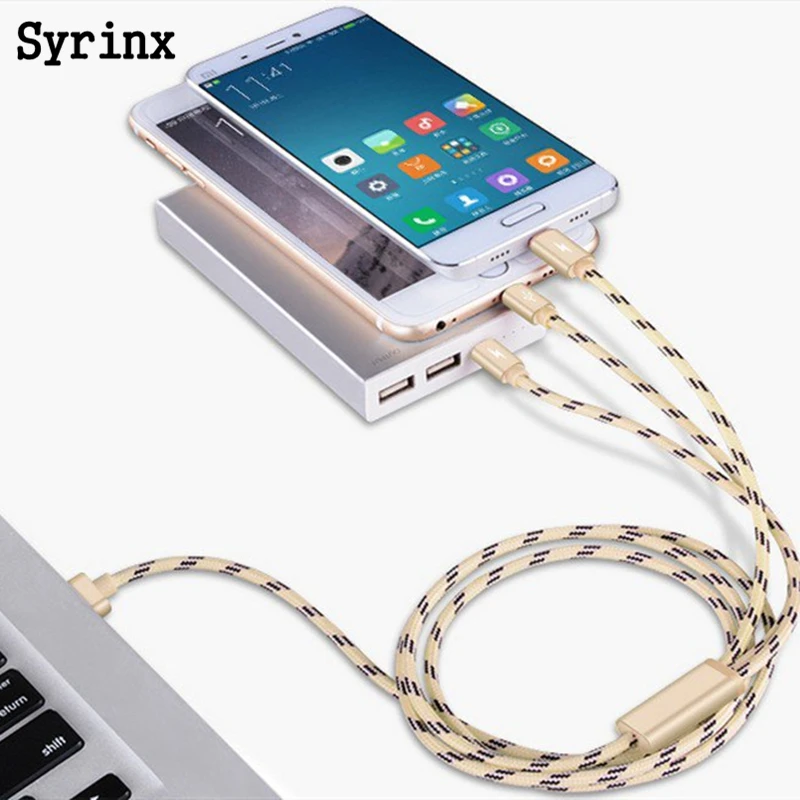 3 en 1 Cable de datos para teléfono móvil tipo C Micro para IPhone IPad ...
