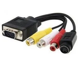 VGA SVGA to TV S Video 3 RCA AV Cable Adapter Converter Computer ...