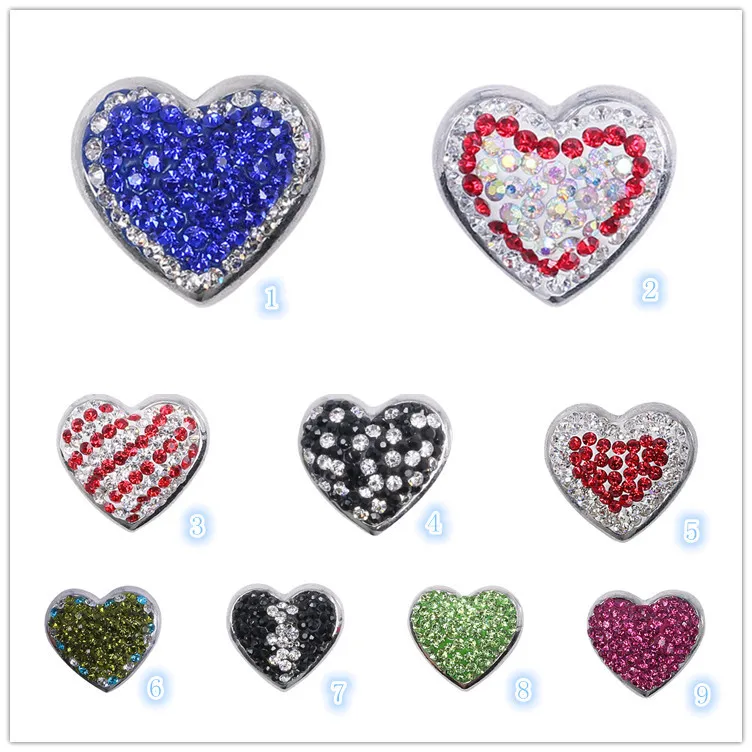 JACK88 Hot DIY Mixed Colors 40pcs/lot Snaps Full Crystal Heart Snap ...