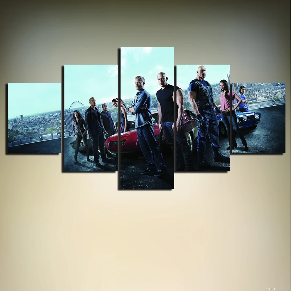 Unframed 5 Pieces The Fast and the Furious 6 Post Modern Wall Art ...