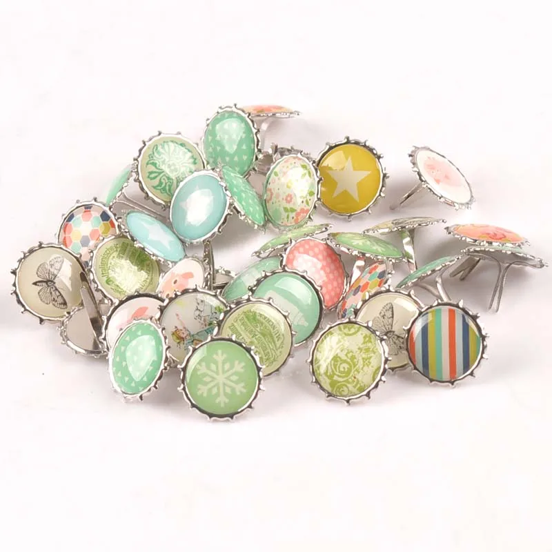 20PCs mix Pattern Sunflower Diy Brads Scrapbooking Embellishment ...