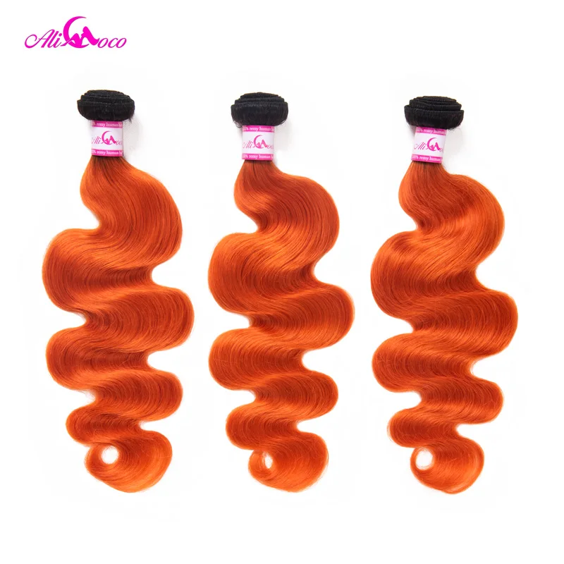 Ali Coco Body Wave Hair Bundles 1B/Orange Color Human Hair Extension ...
