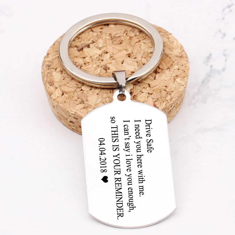 Date Customized Engraved Drive Safe I Need You Here With Me Key Chains ...