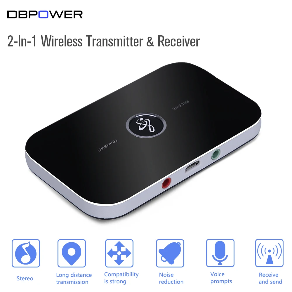 DBPOWER Wireless Transmitter&Receiver Mini 2 In 1 Audio Music Stereo ...