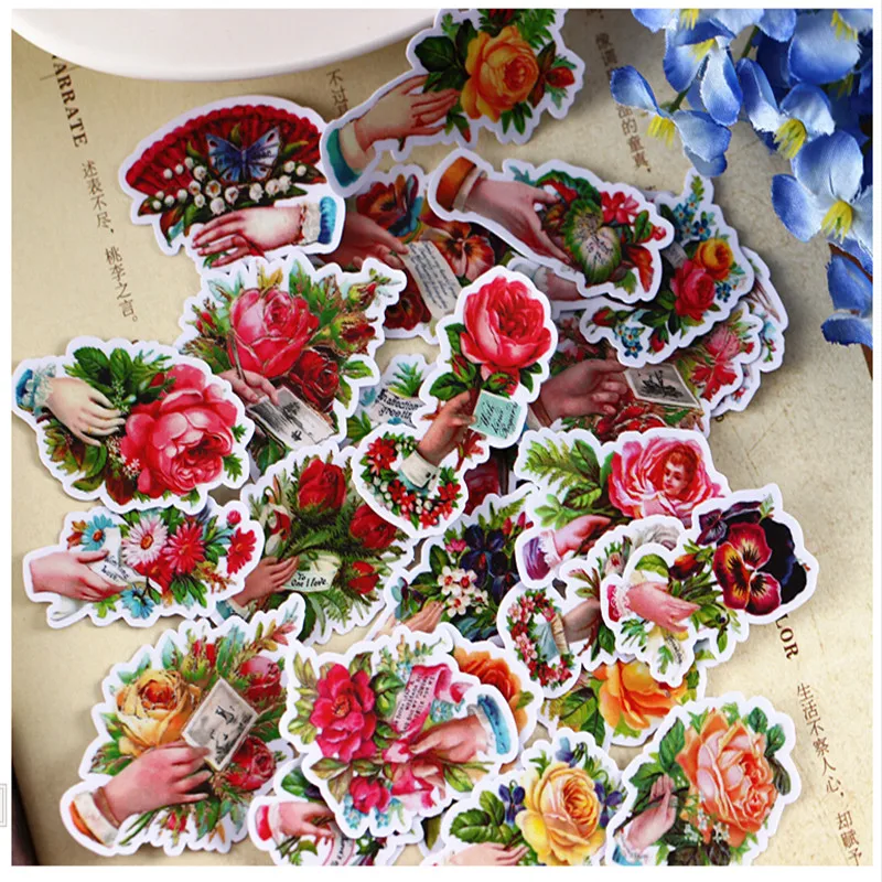 25pcs-Creative-Kawaii-Self-made-Victorian-Retro-Flowers-Stickers ...