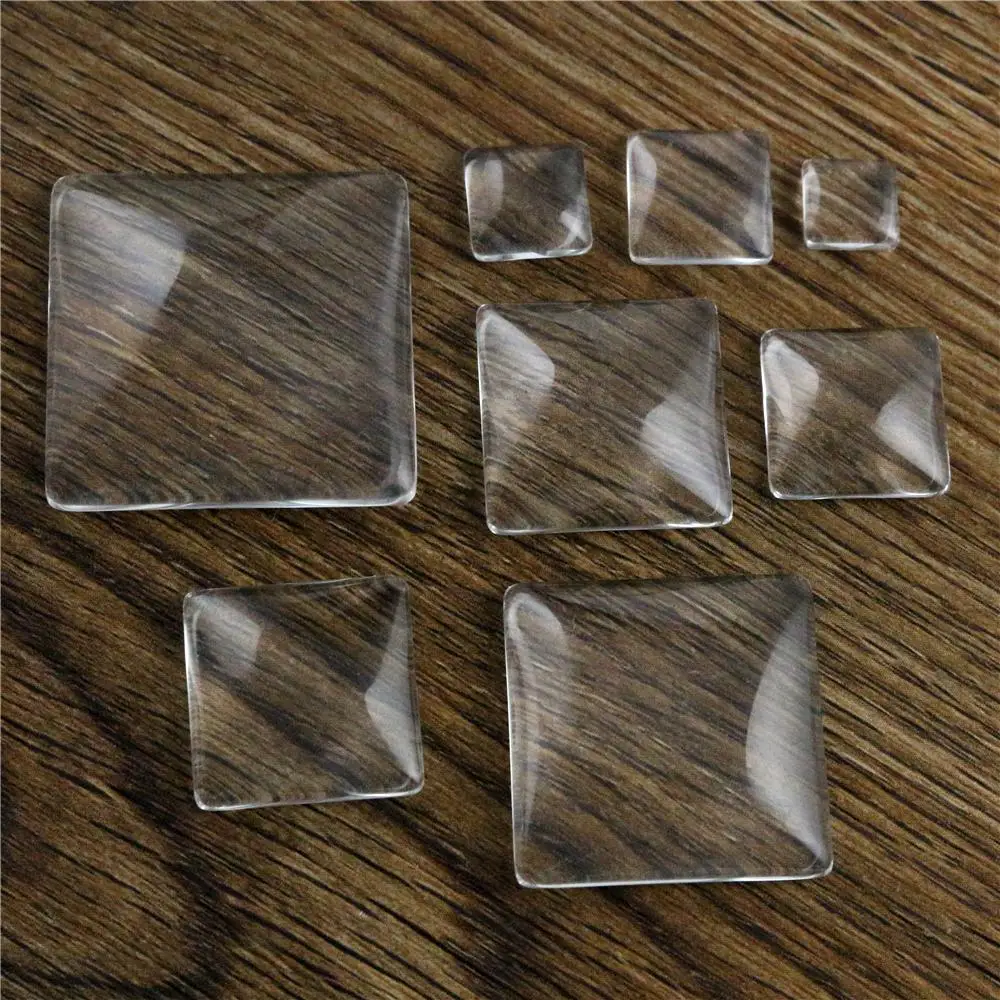 8mm 10mm 12mm 15mm 18mm 20mm 25mm 30mm Square Flat Back Clear Glass ...