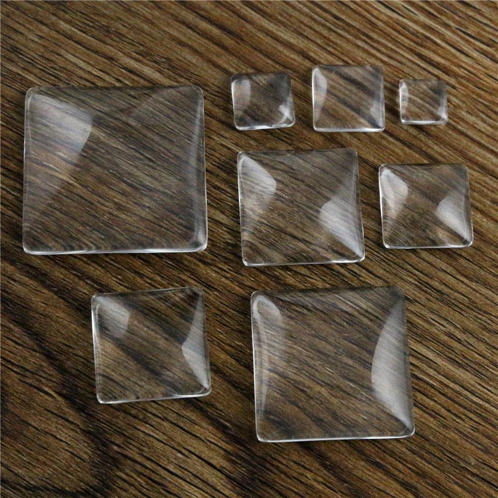 8mm 10mm 12mm 15mm 18mm 20mm 25mm 30mm Square Flat Back Clear Glass ...