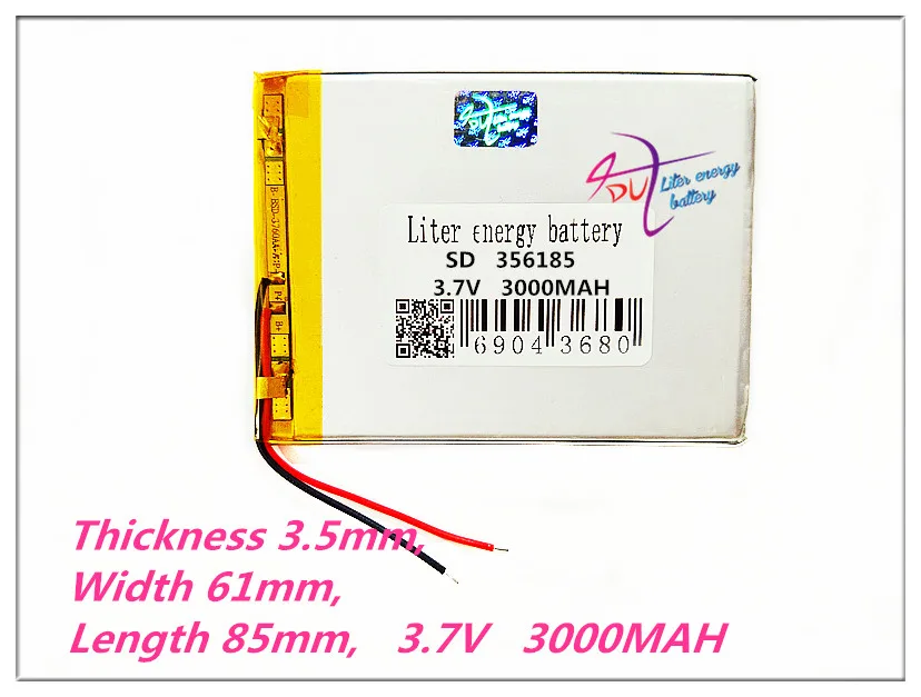 356185 3.7v 3000mah Lithium Polymer Lipo Rechargeable Battery For Mp3 ...