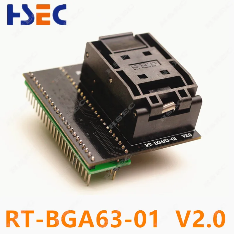 free shipping RT-BGA63-01 V2.0 EMMC NW267 BGA63 socket Adapter For RT809H Programmer pitch 0.8MM ...
