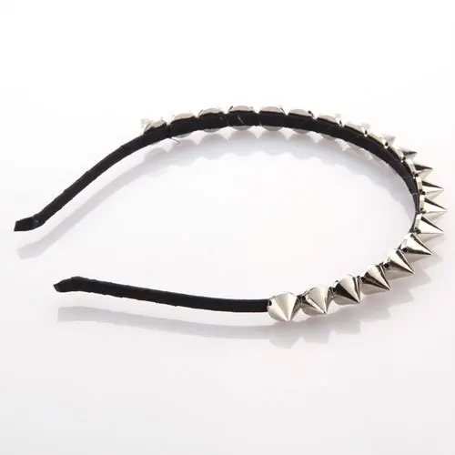Retro Silver Metal Stud Rivet Spike Headband Hair Head Band Punk Girl ...