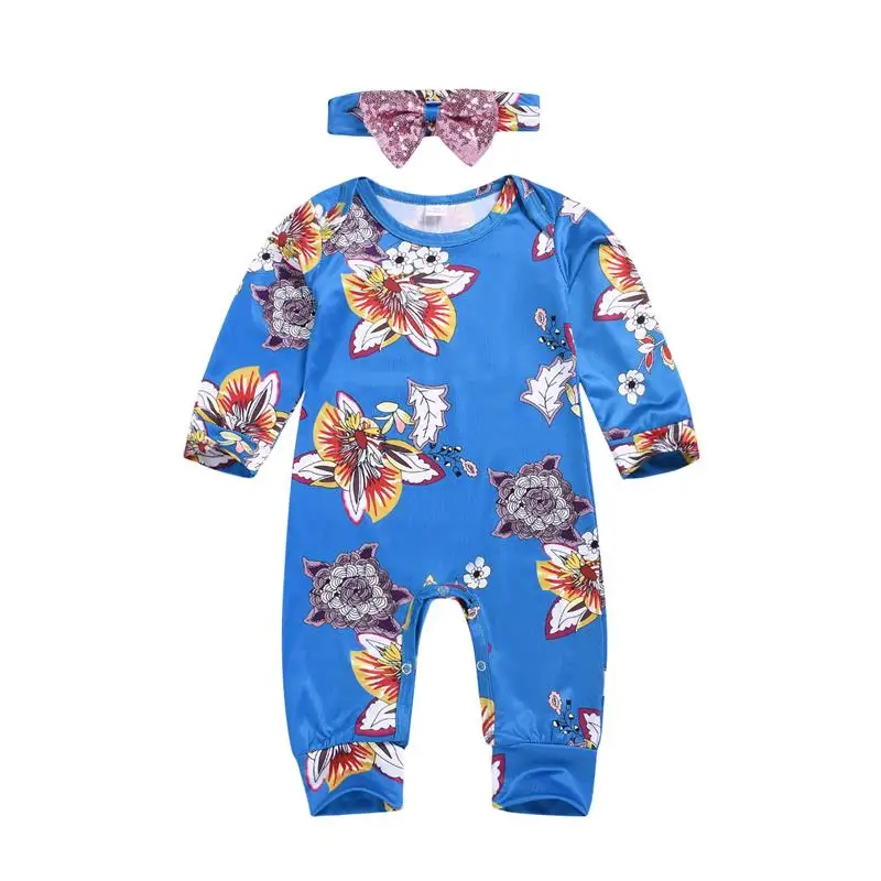 Criança infantil bebê menina flor lantejoulas manga longa macacão 2 pçs ...