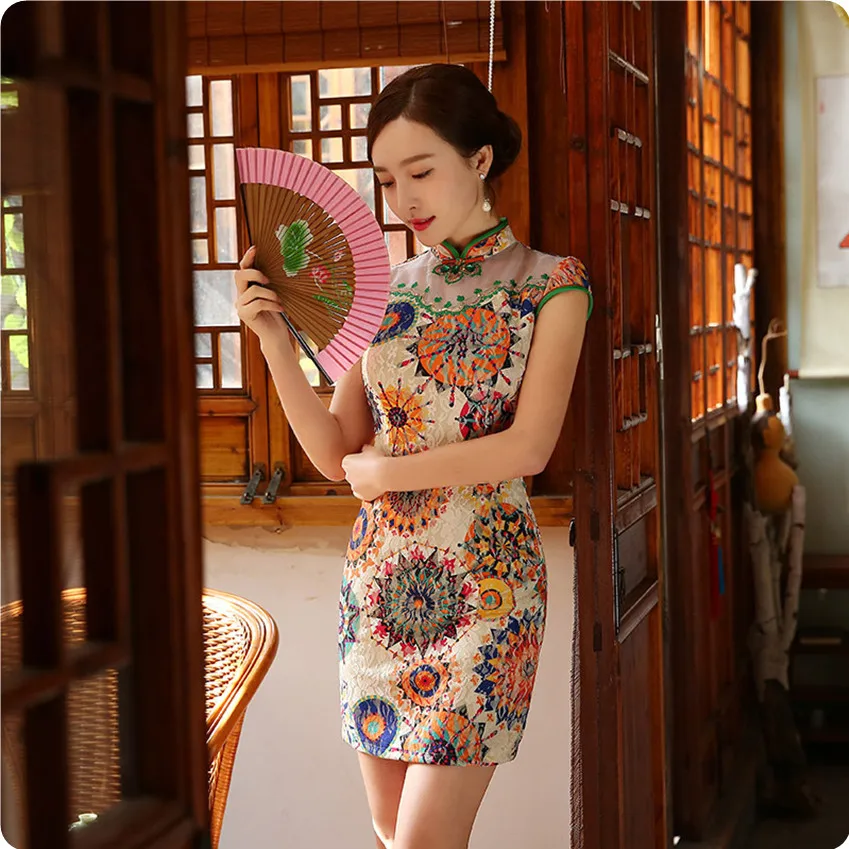 2017 New Summer Chinese Traditional Dress Qipao Elegant Vintage Lace ...