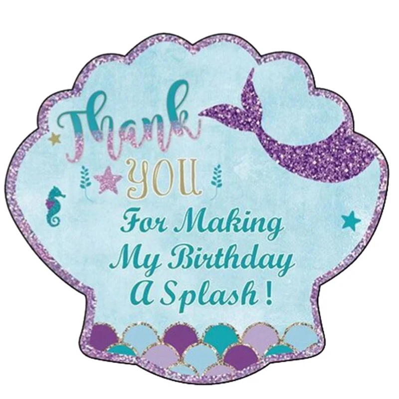 40pcs/pack Mermaid Sticker Thank You Sea Shell Label Party Favors ...