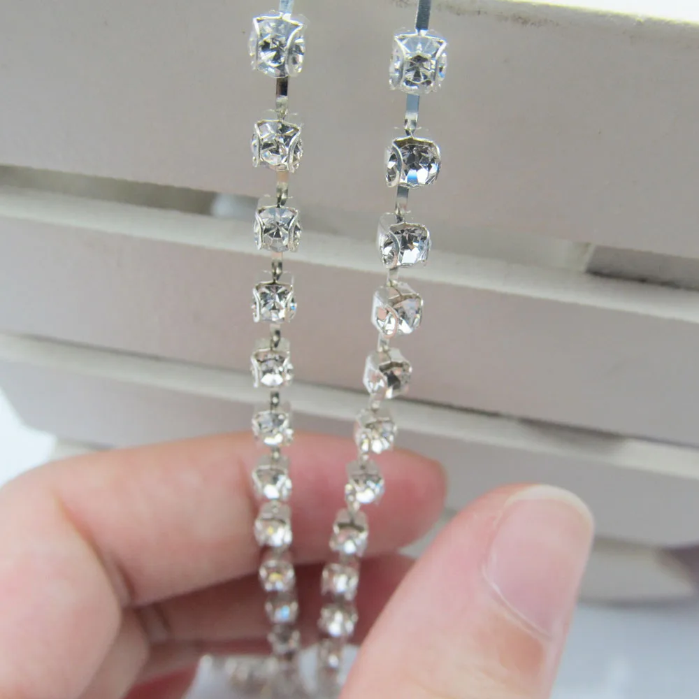 rhinestone chain ss6 ss12 ss16 2mm D claw ear claw gemstone cup chain ...