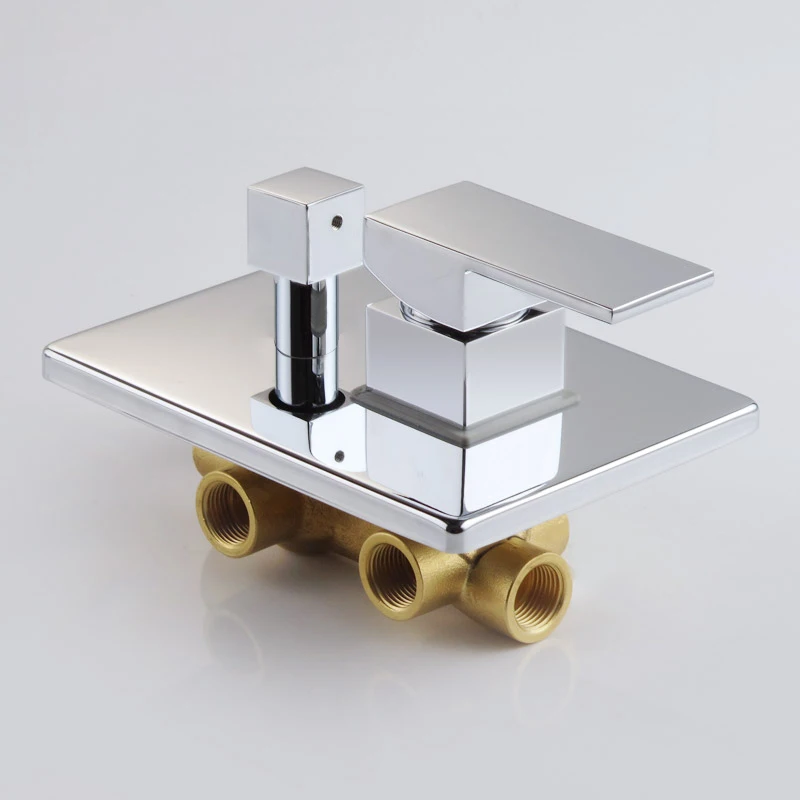 Three Function Single Handle Square Shape Solid Brass Wall Mount Shower ...
