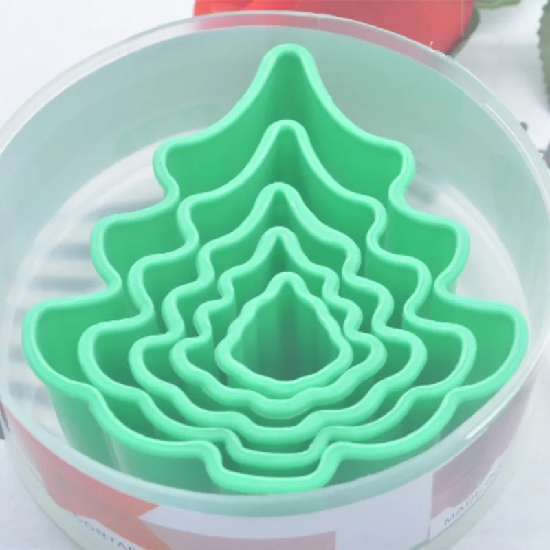 5 pieces/lot Christmas Tree Biscuit Cutter DIY Cake Mould Plastic ...