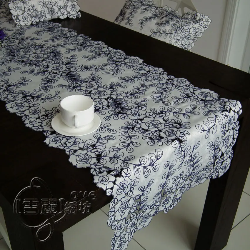 Rustic cloth embroidery fashion dining table cloth coffee table runner ...