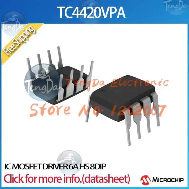 Livraison gratuite 5 pcs/lote TC4420VPA IC MOSFET DRIVER 6A HS 8DIP ...