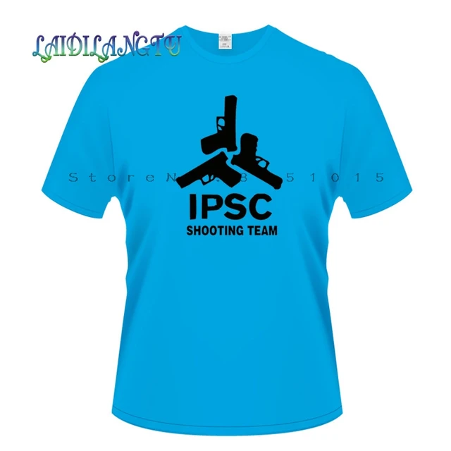 Europe Size Solid color 100% Cotton T Shirt Mens IPSC Shooting Team ...