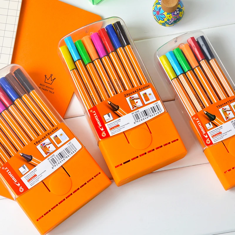 High grade Fiber Fineliner Pens 0.4mm Super Fine Draw Color Pen Art ...