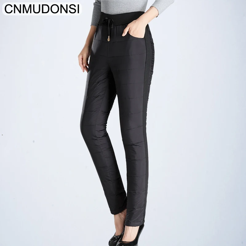 2018 Female Pants Thick Warm White Duck Down Pants Slim Solid Cotton ...
