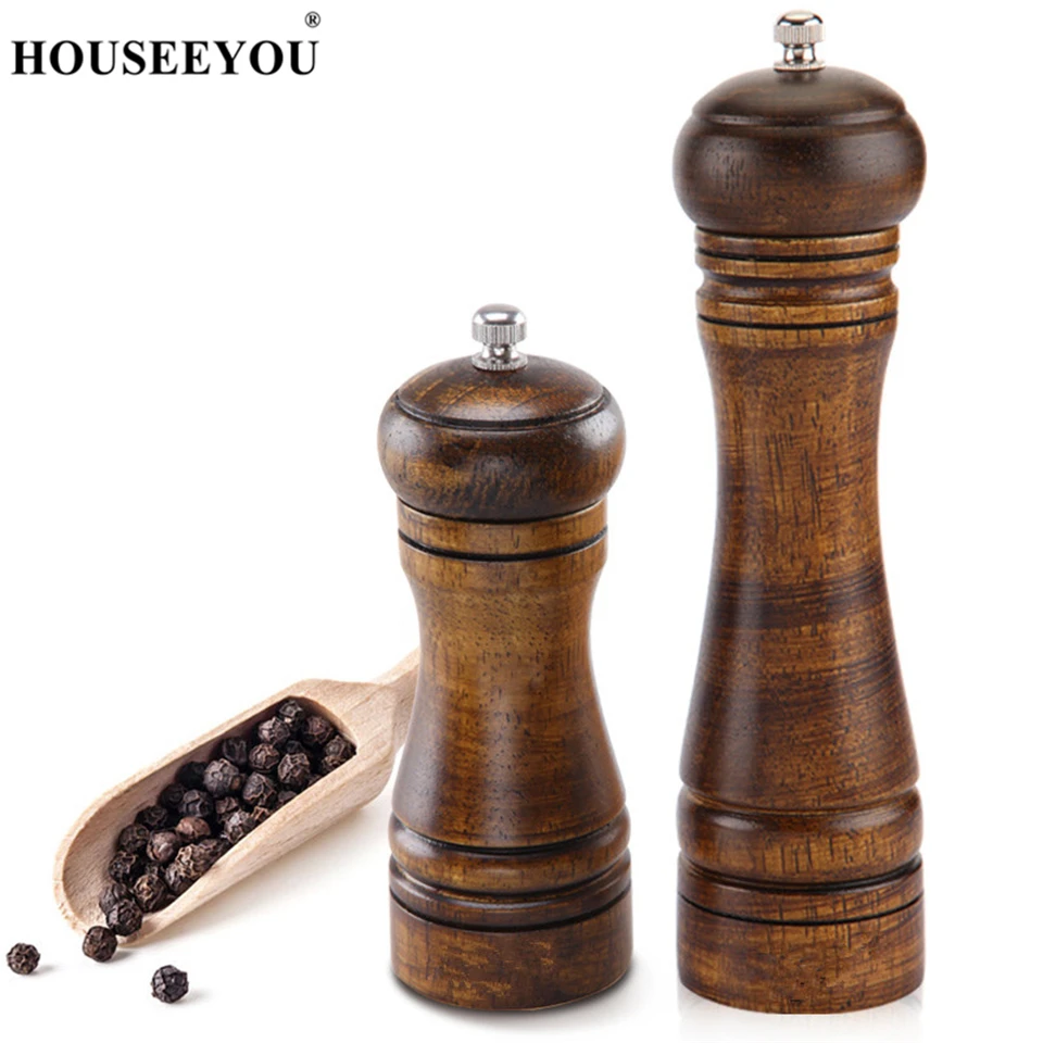 HOUSEEYOU molinillo de pimienta de madera de roble clásico, molinillo ...