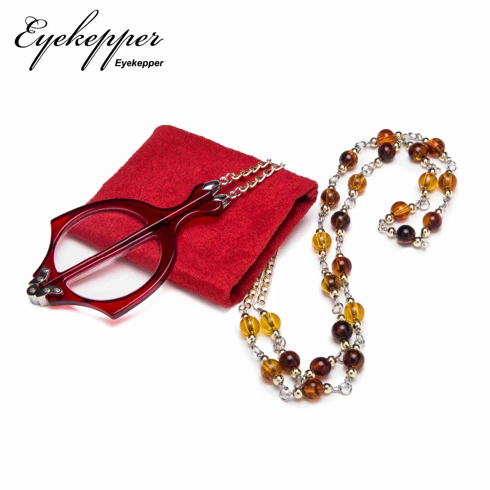 R153 Eyekepper Mini Folding Reading Glasses Pendant Necklace Magnifier In Womens Reading