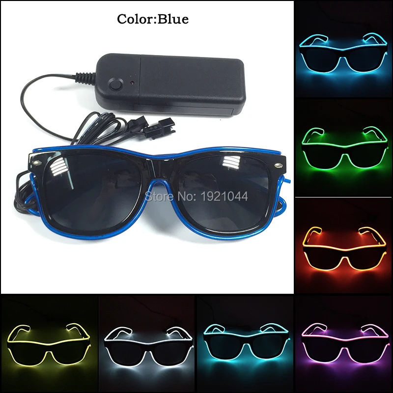 New Design Fashion 10 Colors El Wire Led Sunglasses With Dark Lens Neon ...