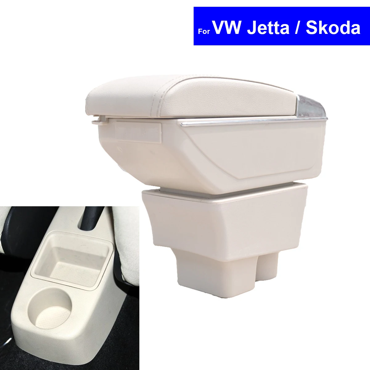 Leather Car Center Console Armrests Storage Box for VW Jetta / Skoda ...