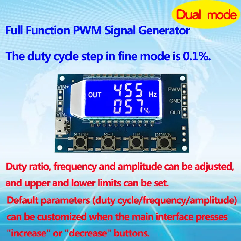 XY-APWM1 Adjustable PWM pulse frequency duty cycle square wave rectangular wave signal generator ...