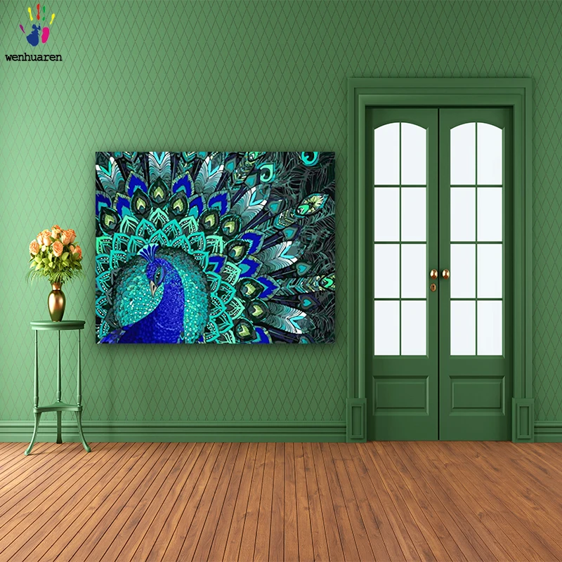 DIY картинки для раскраски по номерам с цветами павлин картина Рисунок ...